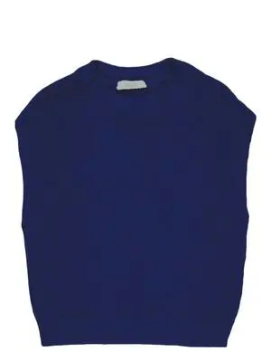 ZANONE Knitted Round Neck Sleeveless Knitwear With Ribbed Trim - Blue