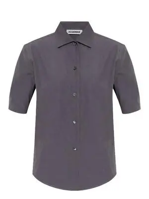 JIL SANDER Short Sleeve Button-up Top - Black