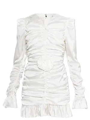ROTATE BY BIRGER CHRISTENSEN Ruffled Flower Applique Mini Dress - White