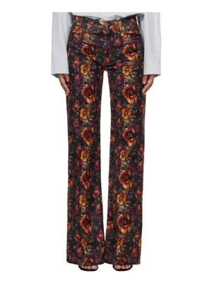 R13 Straight-leg High-waisted Printed Jeans - Black