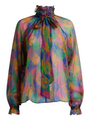 Etro Paisley And Floral Print Silk Scarf Neck Blouse - Multicolor