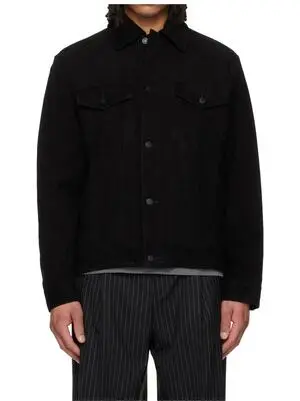 HUGO BOSS Hugo Boss Suede Leather Jacket With Lapel And Button Closure