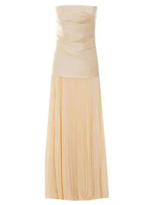 Solace Claudette Strapless Pleated Maxi Dress - Nude