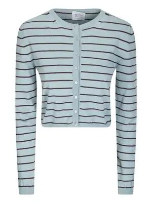 BE YOU Striped Cropped Cardigan - Blue