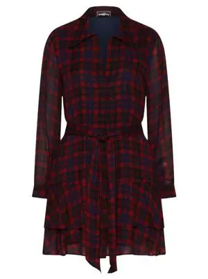 Marella Georgette Ruffled Shirt Dress - Red
