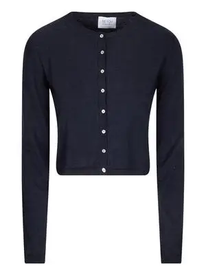 BE YOU Cropped Button-up Cardigan - Black