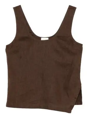 Closed Split Detail Sleeveless Top - Maple Brown