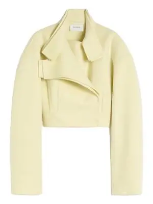 SPORTMAX Sportmax Light Yellow Pure Wool Biker Jacket