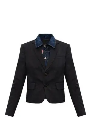 Dsquared2 Tailored Denim-trim Pinstripe Blazer - Black