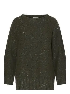 Marella Straight-fit Cashmere-blend Sweater With Sequins - Olive