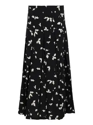 ALYSI Alysi Abstract Print Pleated Midi Skirt Black