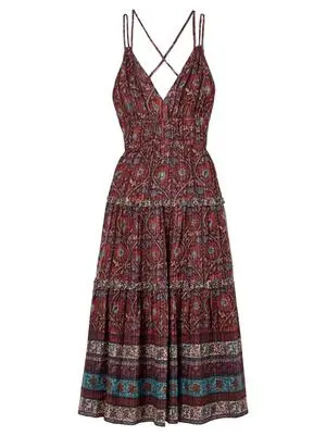 Ulla Johnson Sleeveless Printed Midi Dress - Red