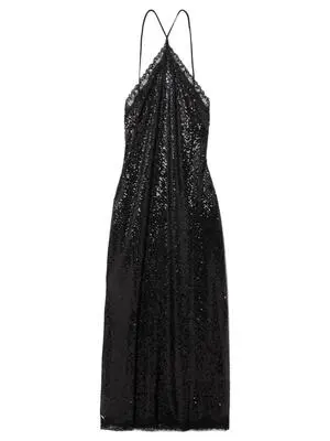Rixo Sleeveless Sequined Tulle And Lace Midi Dress - Black