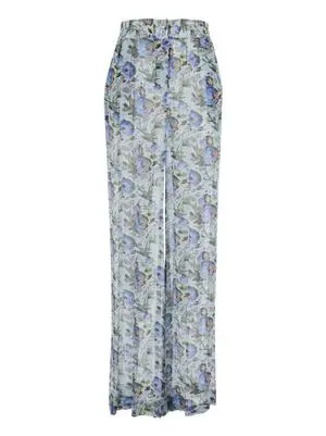 SEMICOUTURE Floral Wide-leg Pants - Blu