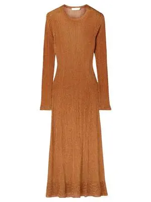 Ulla Johnson Long Sleeve Ruffled Hem Dress - Bronze