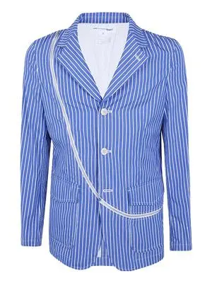 Comme Des Garçons Striped Single Breasted Jacket - Blue