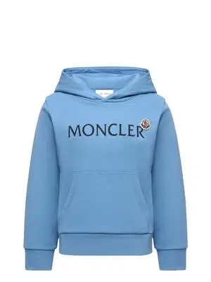 Moncler Long Sleeve Hooded Sweatshirt With Logo - Blue