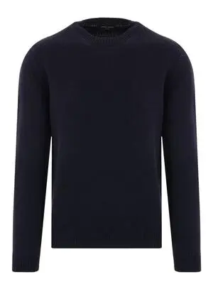 ROBERTO COLLINA Crew Neck Long Sleeve Knitwear - Navy