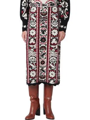 Farm Rio Elastic Waist Skirt With Rear Slits - Multicolor