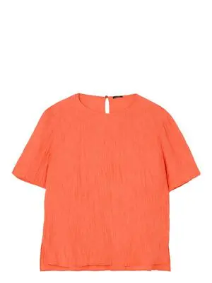 JOSEPH Brunet Silk-habotai Top With Pleated Texture - Orange