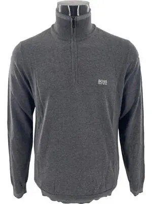 Hugo Boss Quarter Zip Long Sleeve Sweater - Black