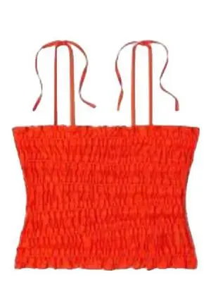 Tory Burch Smocked Camisole With Tie Straps - Red