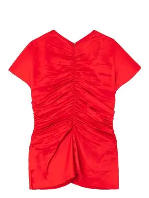 Tove Fiana Ruched Silk-satin Top - Red