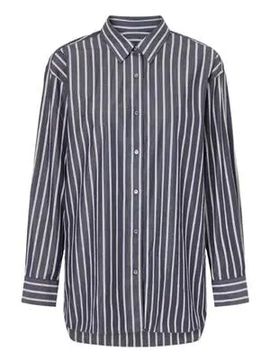 NILI LOTAN Striped Long Sleeve Shirt - Gray
