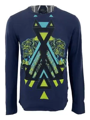 Just Cavalli Pattern Printed Long-sleeved T-shirt - Blue