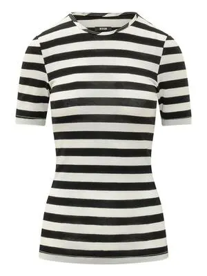 MSGM Striped Fitted T-shirt - Black