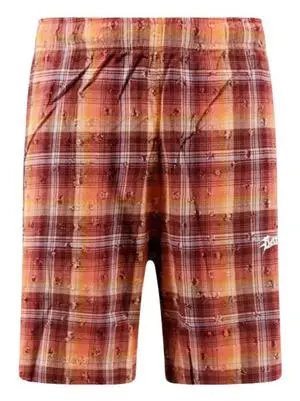 BARROW Checked Pattern Relaxed Fit Shorts - Brown