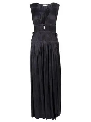 Ulla Johnson Pleated Maxi Dress With Side Ties - Black