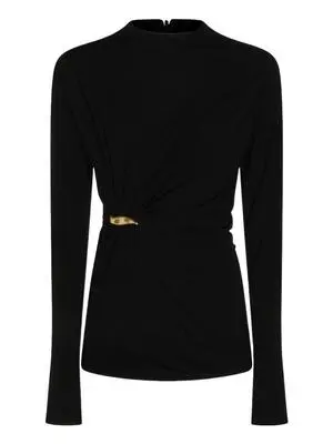 Bottega Veneta Embellished Long Sleeve Top - Black