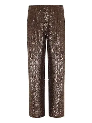 P.a.r.o.s.h Sequined Straight Leg Trousers - Brown