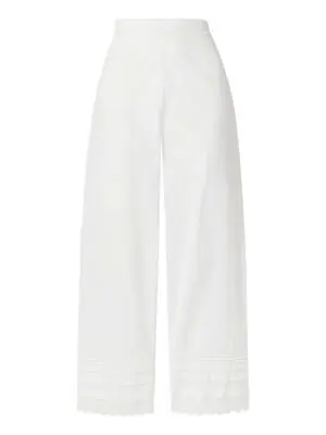 DÔEN DOEN Francisca Embroidered Lace Casual Pants White