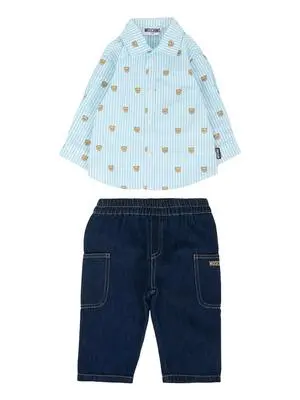 Moschino Striped Bear-print Shirt - Blue