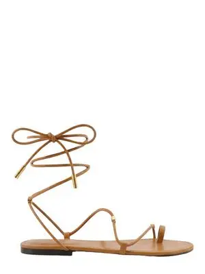 CELINE Celine Open-Toe Flat Sandals With Lace-Up Ankle Tie