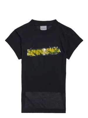 Balenciaga Logo Detailed Asymmetrical T-shirt - Black