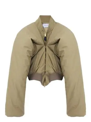 Alexander McQueen Exaggerated-shoulder Cropped Bomber Jacket - Khaki