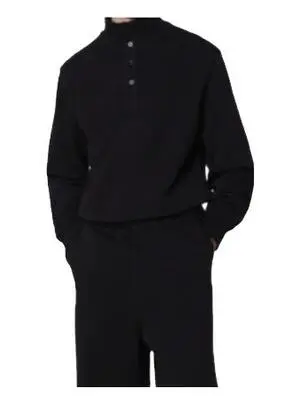 ENTIRE STUDIOS Long Sleeve Button Detailed Sweatshirt - Black
