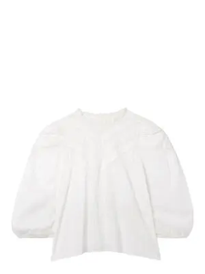 DÔEN DOEN Adelphine Pintucked Organic Cotton Voile Blouse With Crochet Trim