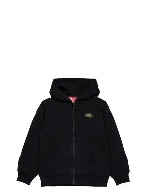 DIESEL® Zip-up Hoodie With Graphic Back Panel - Black