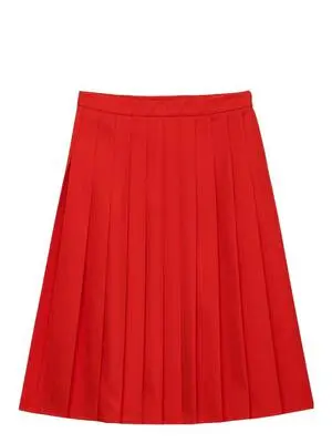Prada Gabardine Midi Pleated Skirt - Red