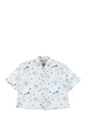 Bonpoint Short Sleeve Printed Button-up Shirt - White