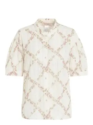 TWINSET Floral Print Puff Sleeve Blouse - White