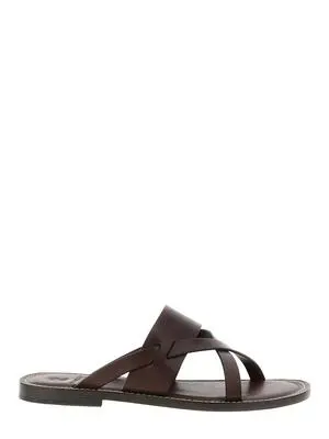 Brunello Cucinelli Criss-cross Leather Sandals - Brown