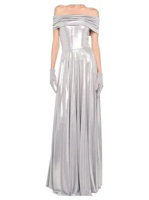 Norma Kamali Off-shoulder Pleated Maxi Dress - Silver