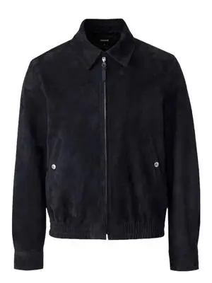 Mackage Giovanni Suede Bomber Jacket - Navy Blue