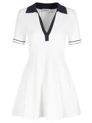 Simkhai Ribbed Knit Polo Mini Dress - White