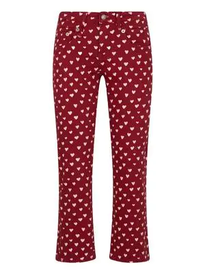 R13 Charlotte Heart-print Wide-leg Jeans - Red